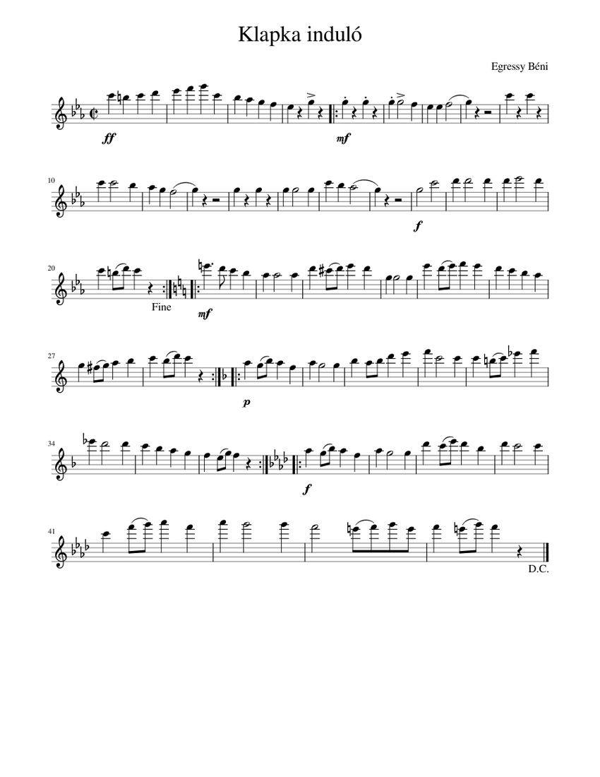 7 Klapka induló Sheet Music for Flute piccolo (Solo) | MuseScore.com