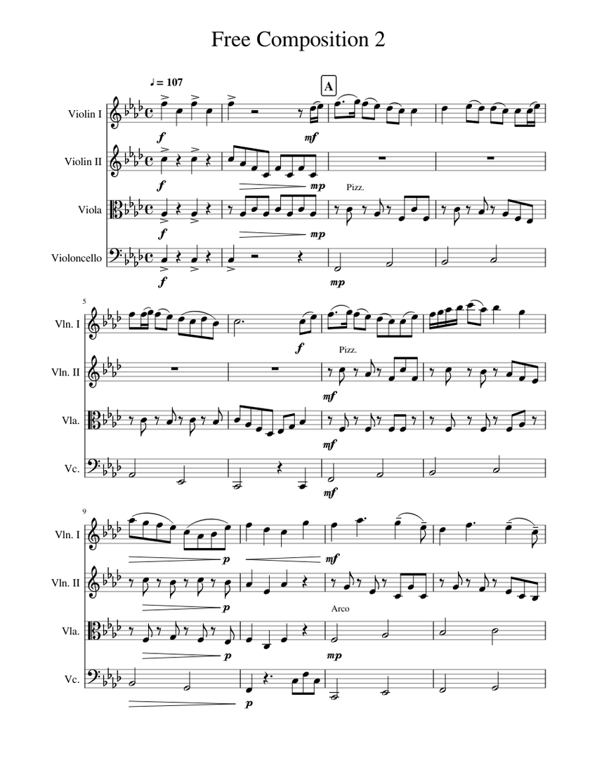 free composition gcse Sheet Music for Violin, Viola, Cello (String ...
