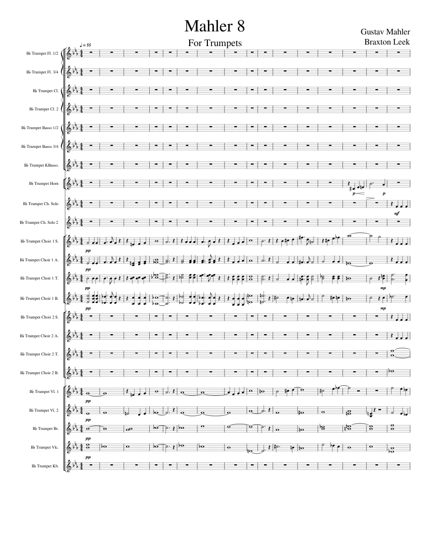 Mahler_8 Sheet music for Trumpet in b-flat (Brass Ensemble) | Musescore.com