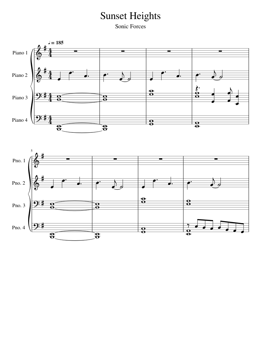 Sunset Heights Sheet Music for Piano (Mixed Quartet) | MuseScore.com