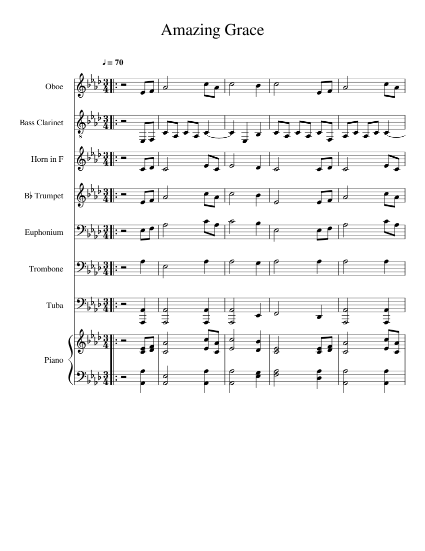 Amazing Grace Sheet music for Piano, Trombone, Euphonium, Tuba & more ...