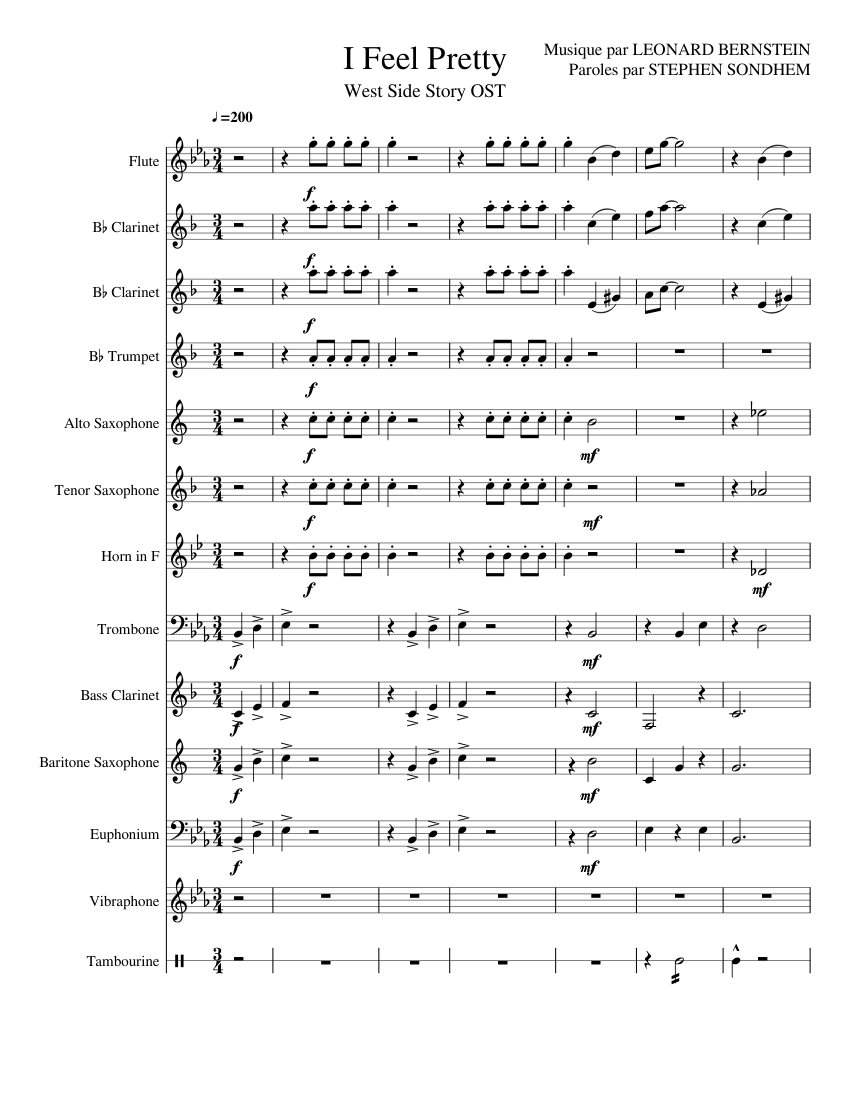 I Feel Pretty Sheet music for Trombone, Euphonium, Tambourine, Flute ...