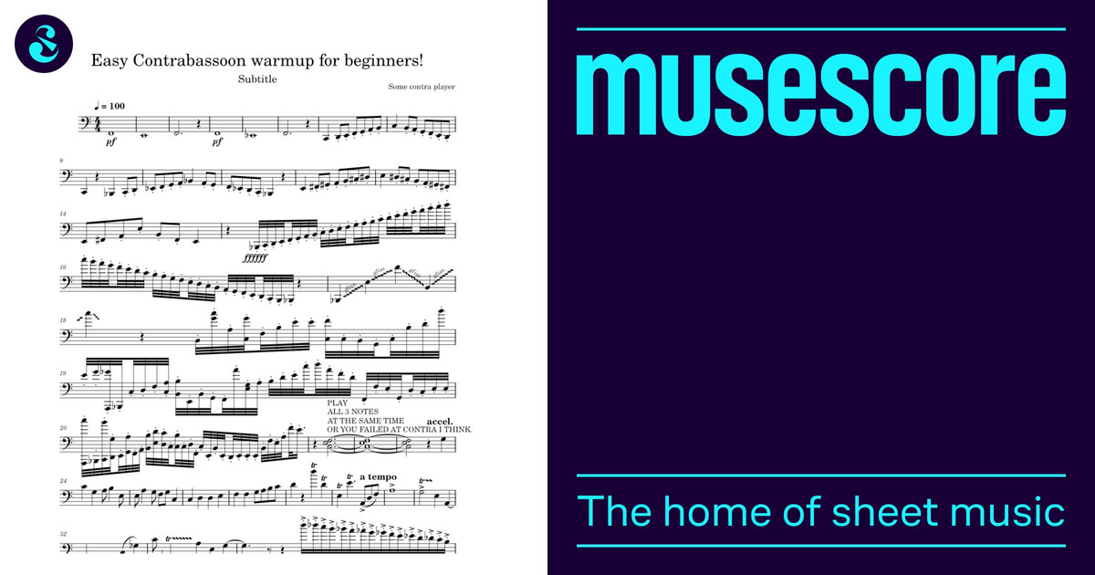 Easy Contrabassoon warmup for beginners! Sheet music for Bassoon (Solo ...