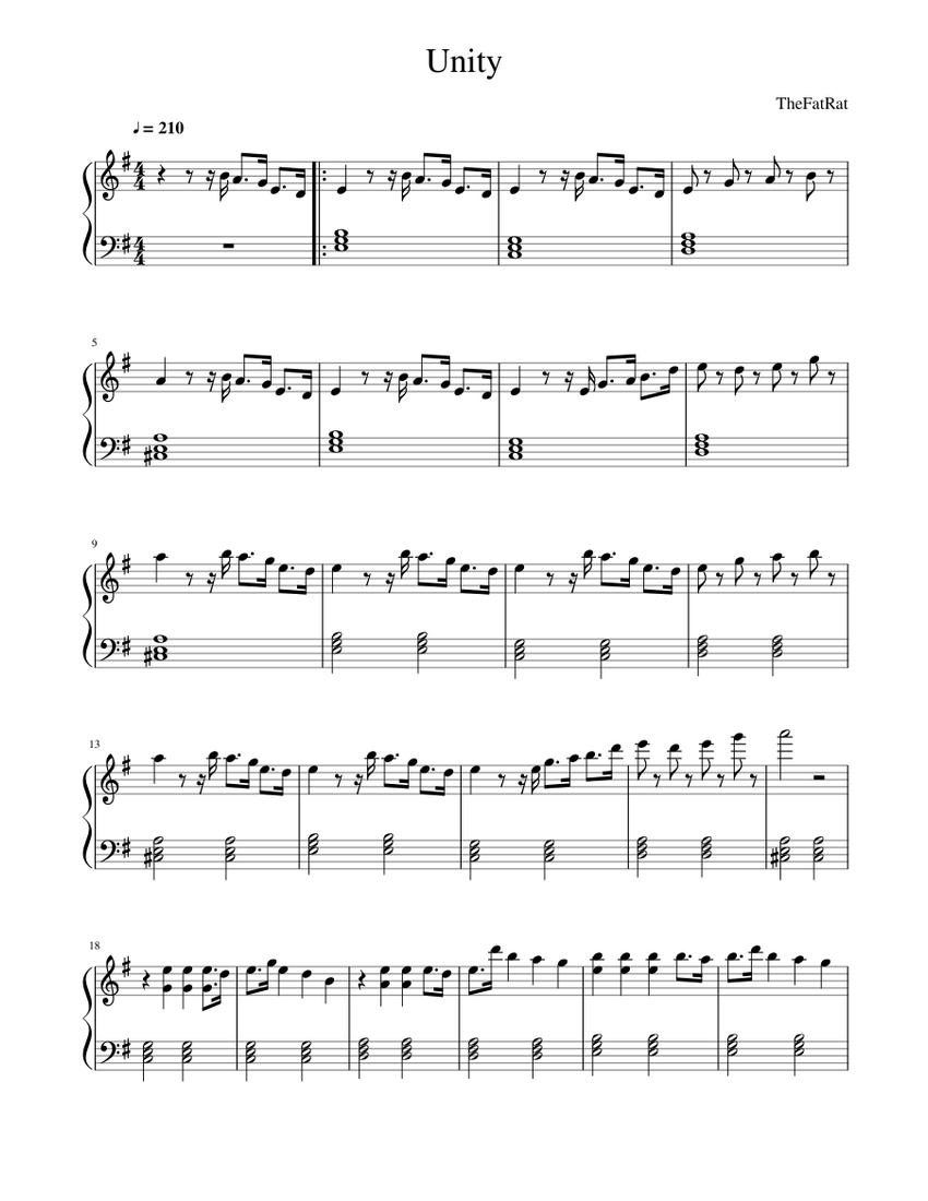 Unity - TheFatRat Sheet Music for Piano (Solo) easy | MuseScore.com