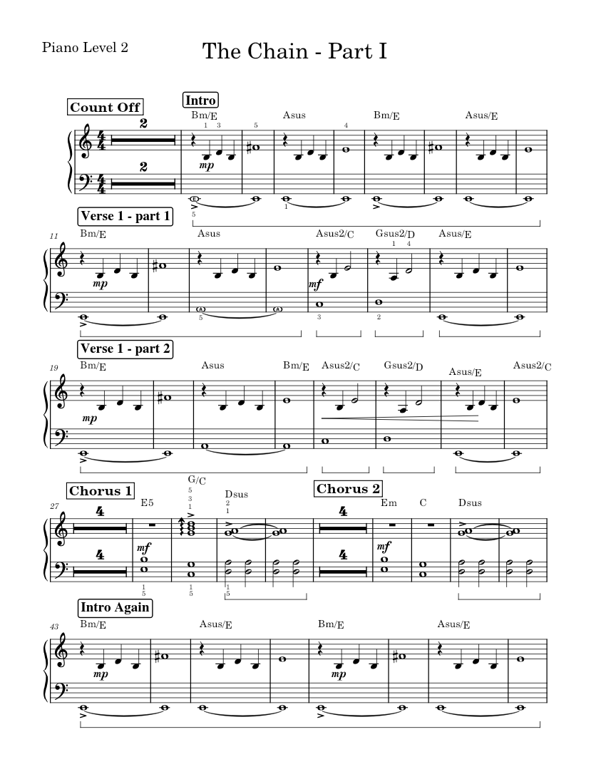 The Chain-Piano_Level_2 Sheet music for Piano (Solo) Easy | Musescore.com