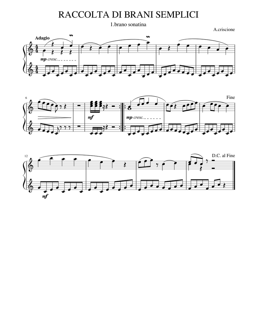 12_BRANI_PER_PIANOFORTE_FACILI Sheet music for Piano (Solo) Easy | Musescore.com