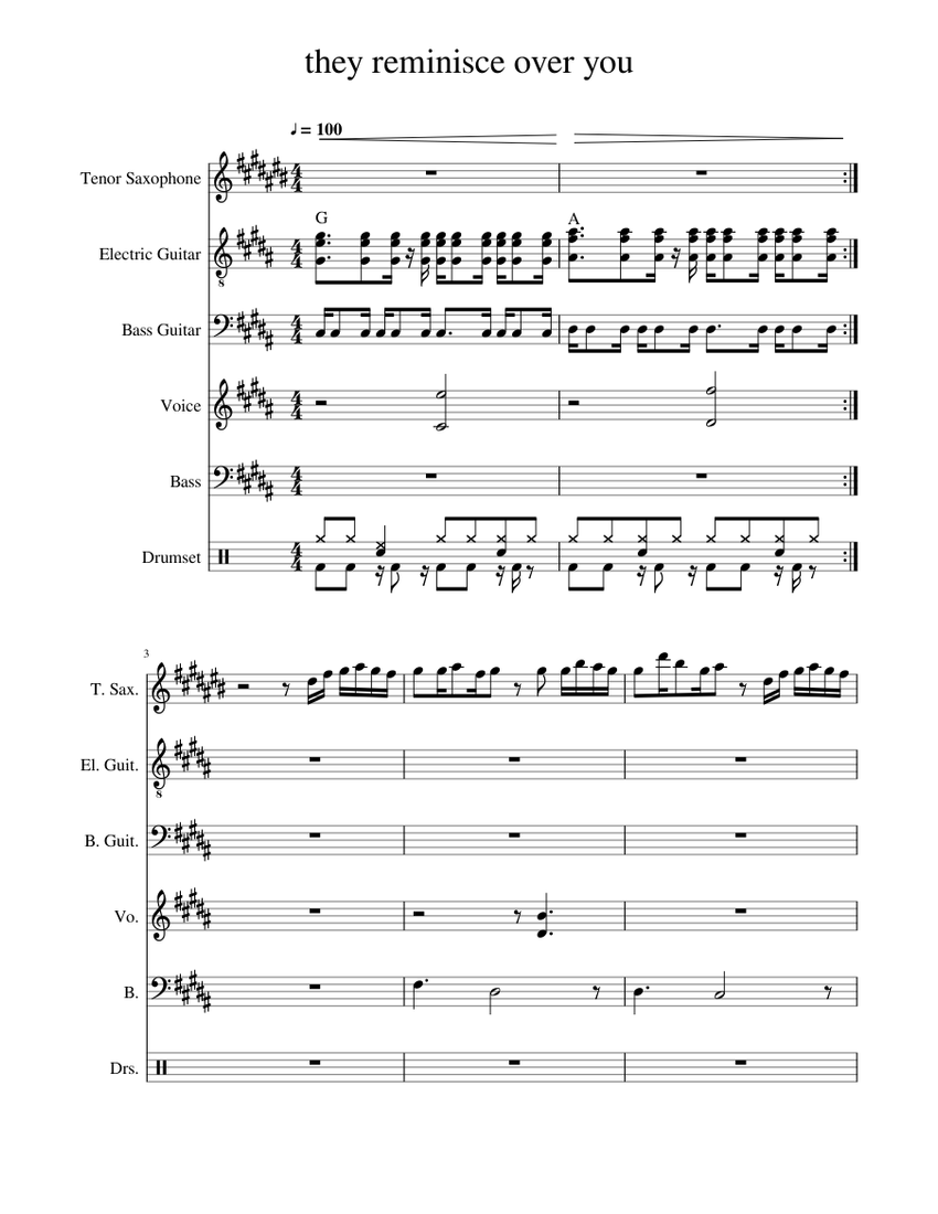 they reminisce over you Sheet Music with Chords for Bass voice, Vocals ...