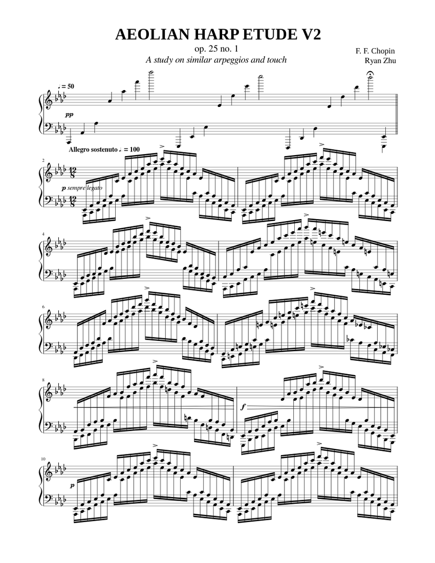 Chopin - Etude Op. 25 No. 1 "Aeolian Harp" (VARIATION) Sheet music for ...