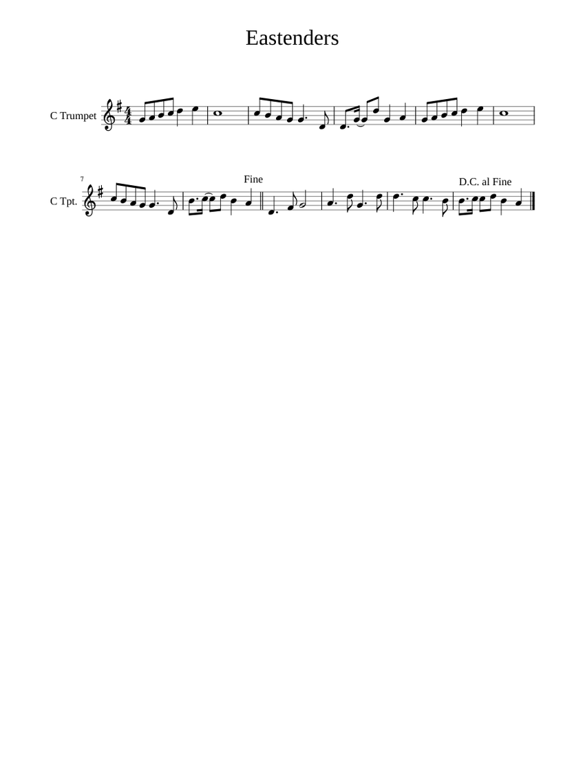 Eastenders Sheet Music for Trumpet other (Solo) | MuseScore.com