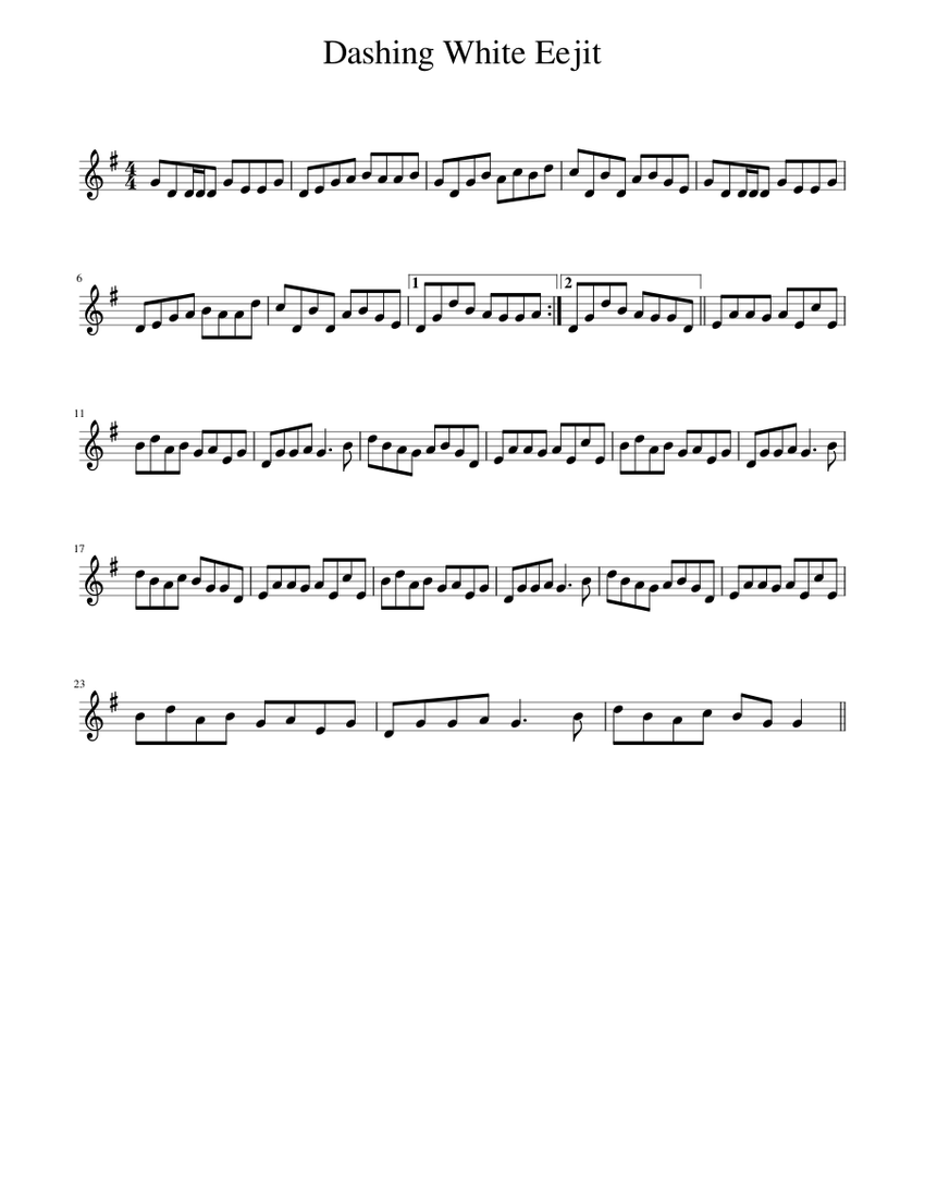 Dashing White Eejit Sheet music for Piano (Solo) | Musescore.com