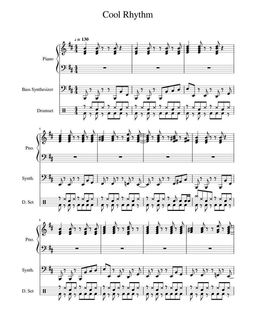 Cool Beat Sheet music for Piano, Bass guitar, Drum group (Mixed Trio ...