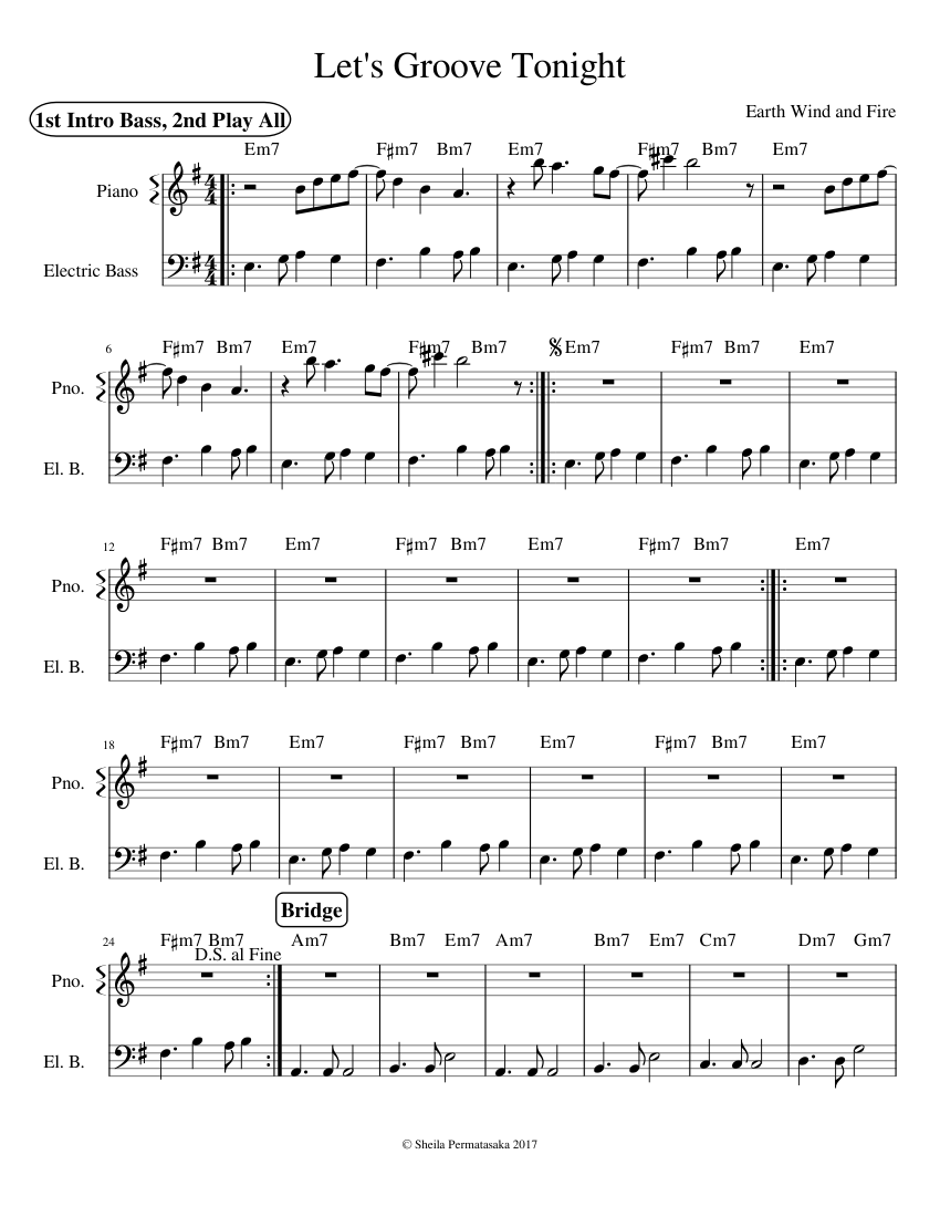 Let's Groove Tonight Sheet music for Piano, Bass guitar (Mixed Duet ...