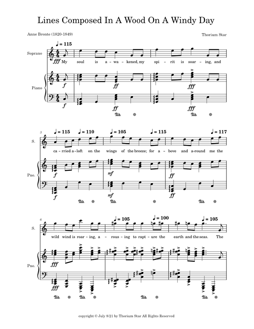 Lines Composed In A Wood On A Windy Day Sheet music for Piano, Soprano ...