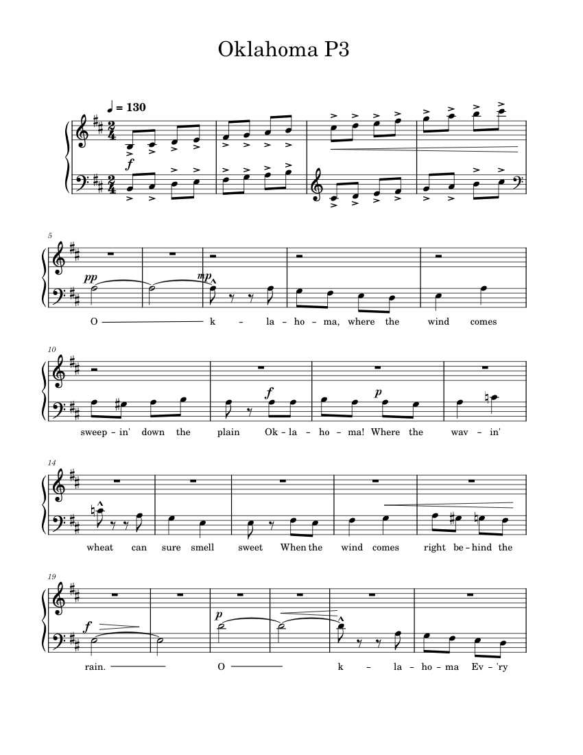 Oklahoma P3 Sheet music for Piano (Solo) Easy | Musescore.com
