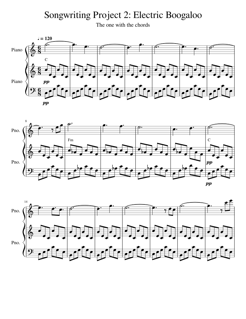 Songwriting_Project_2__Electric_Boogaloo Sheet music for Piano (Piano ...