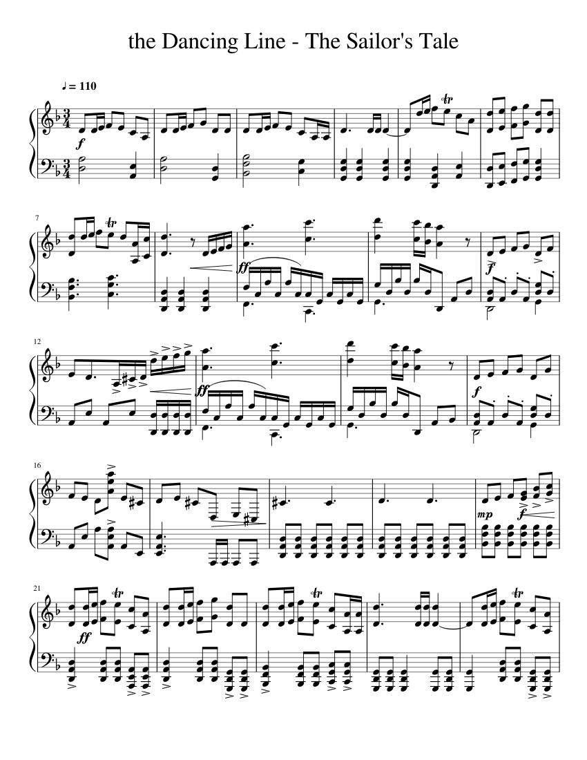 the Dancing Line - The Sailor's Tale Sheet Music for Piano (Solo ...