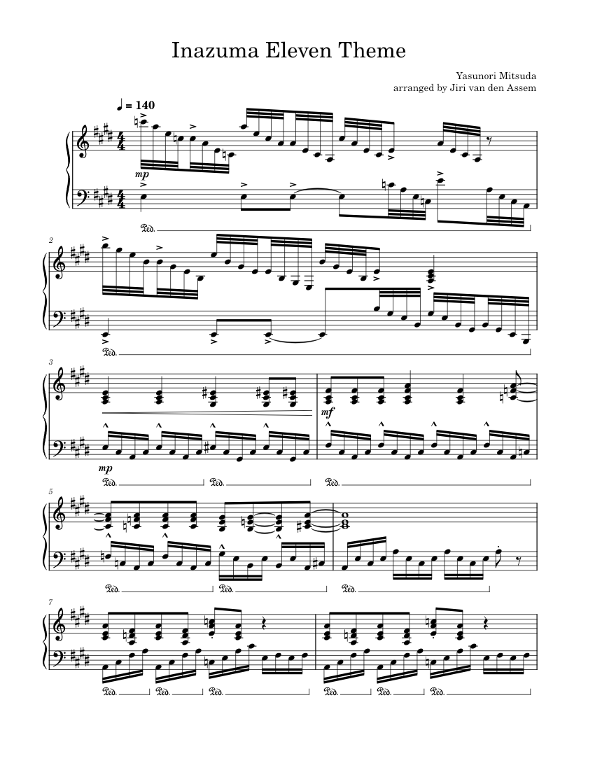 Inazuma Eleven Theme Sheet music for Piano (Solo) | Musescore.com
