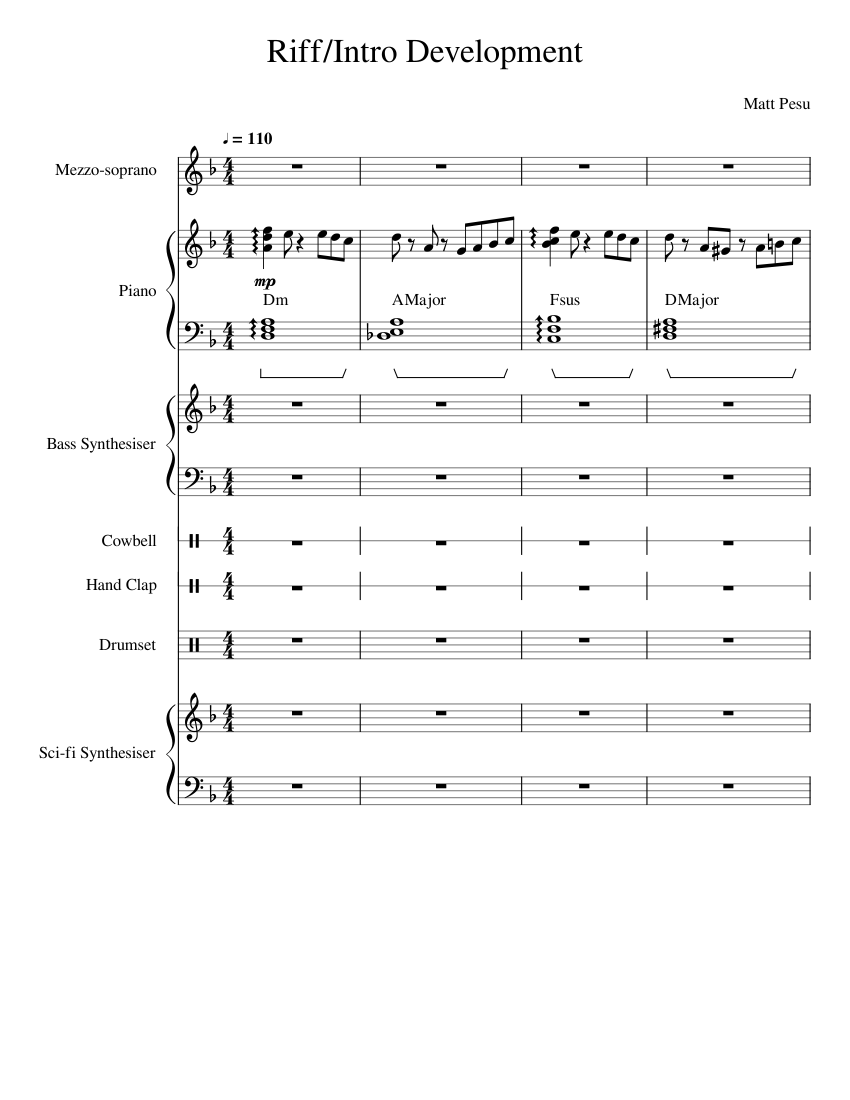 Intro Riff Development Sheet music for Piano, Mezzo soprano, Bass ...