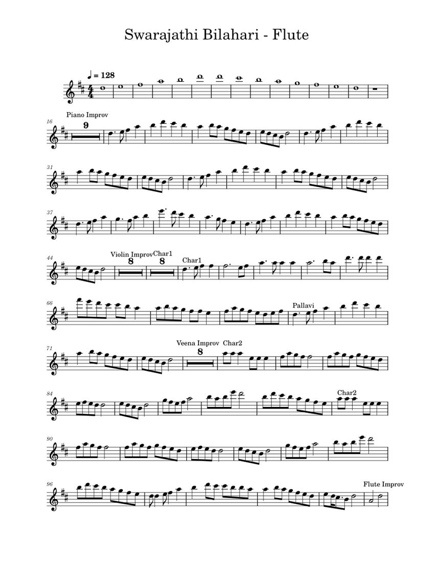 Swarajathi Bilahari - Flute Sheet music for Flute (Chamber Orchestra ...