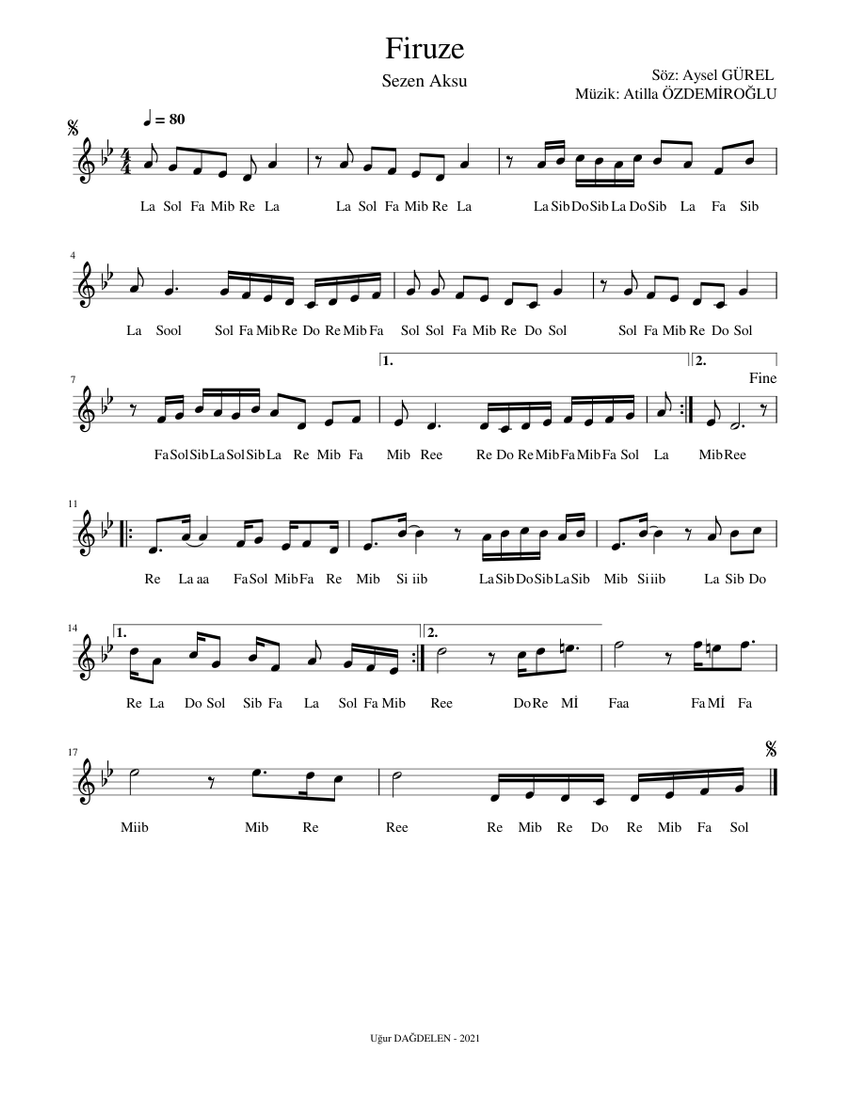 Firuze Sheet Music for Violin (Solo) | MuseScore.com