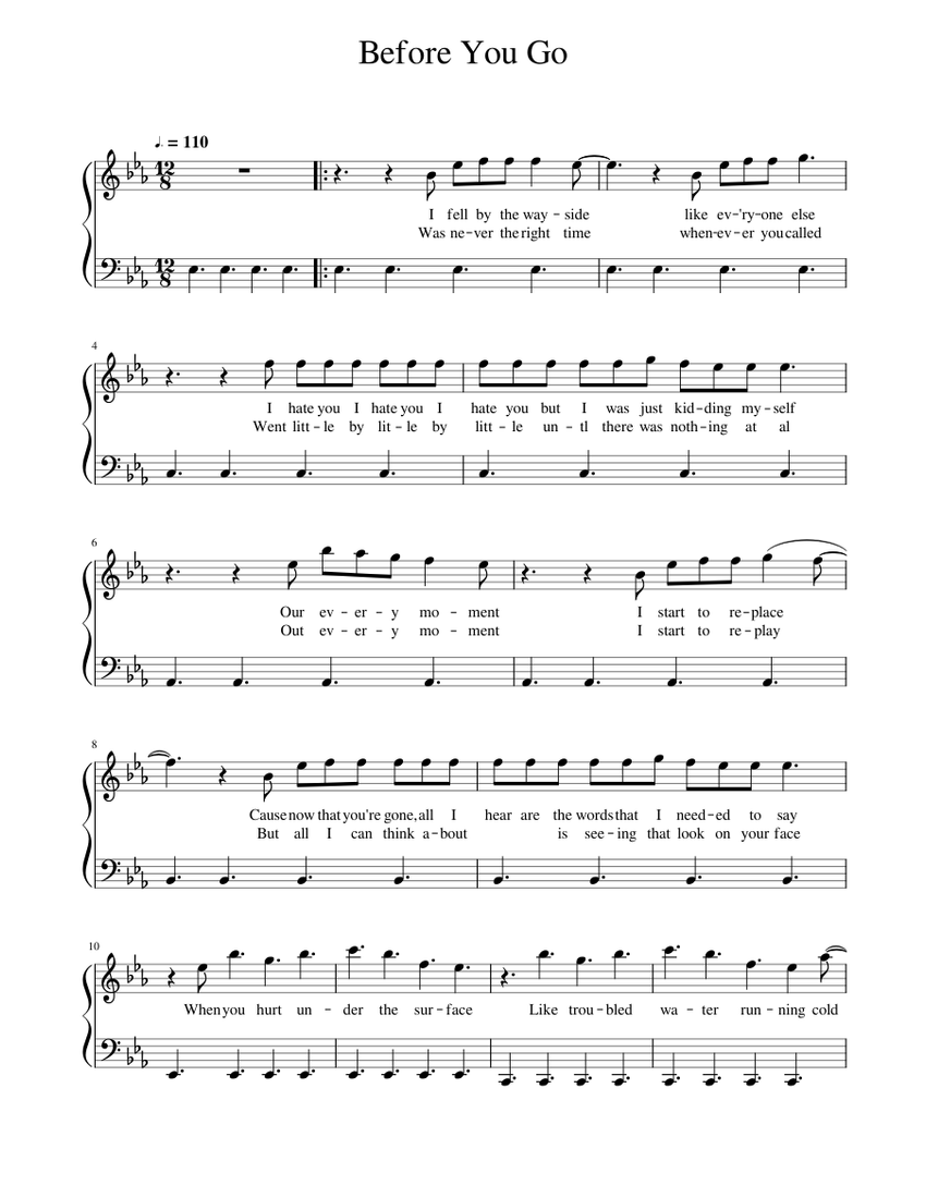 Before you go - Lewis Capaldi Sheet Music for Piano (Solo) easy ...