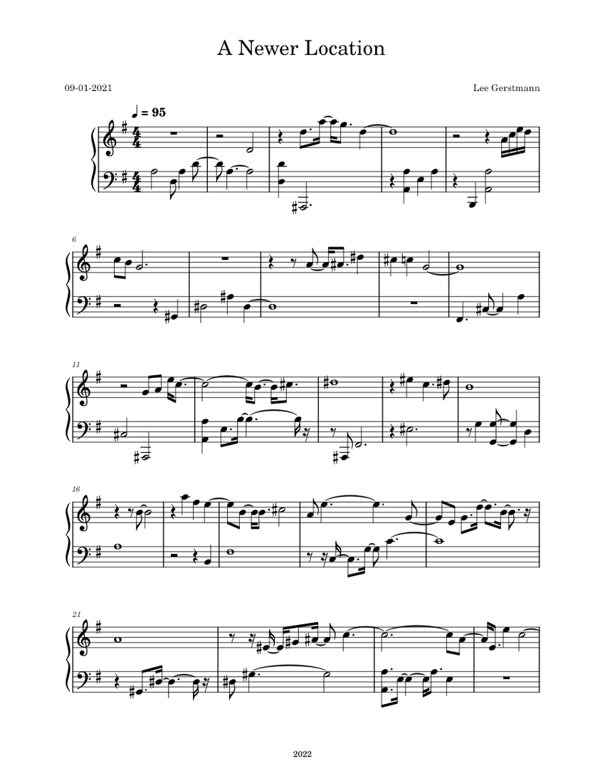 A Newer Location Sheet music for Piano (Solo) | Musescore.com