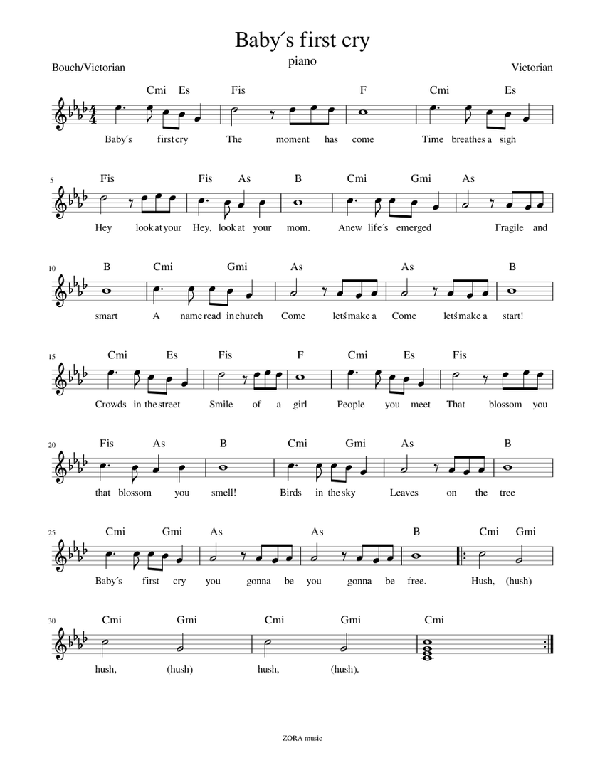 Baby´s first cry Sheet music for Piano (Solo) | Musescore.com