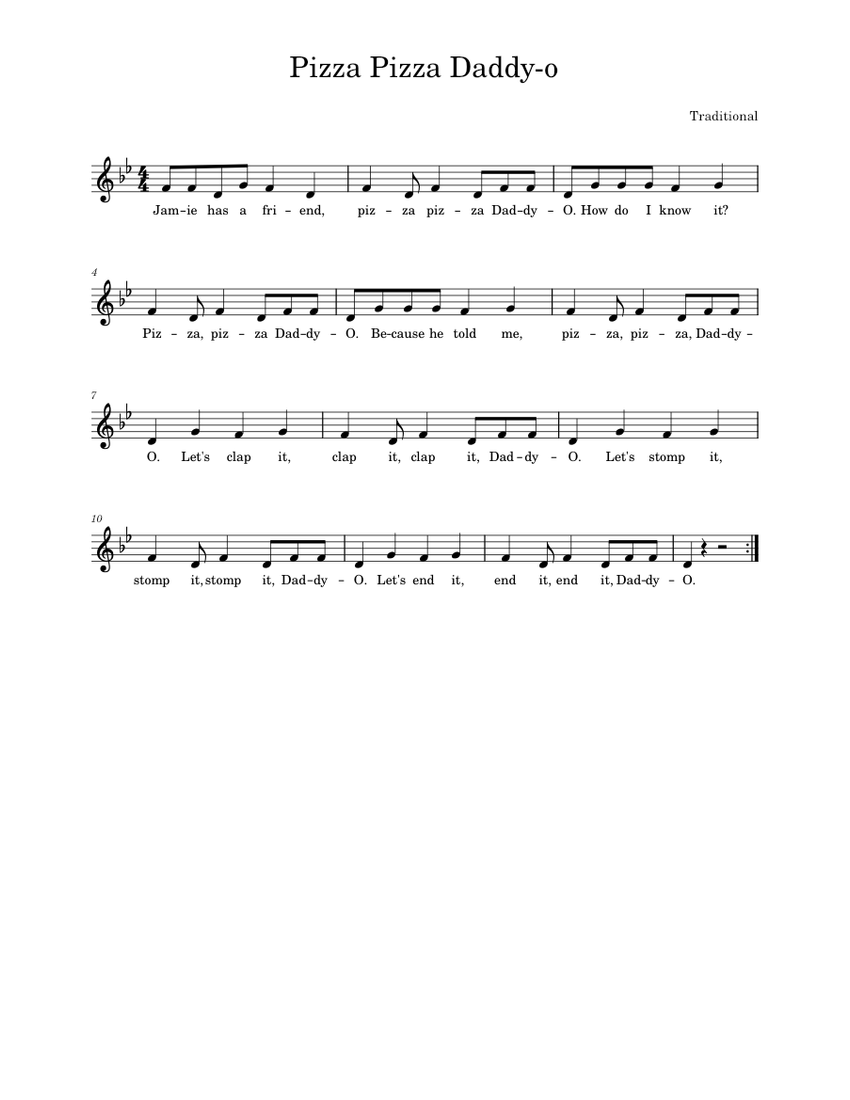 Pizza Pizza Daddy-O – Misc Traditional Sheet music for Piano (Solo ...