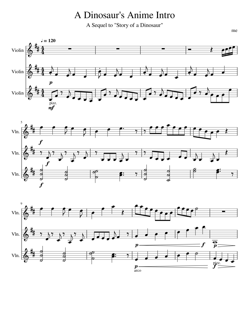 Story of a Dinosaur Part 1 (A Dinosaur's Anime Intro) Sheet music for ...
