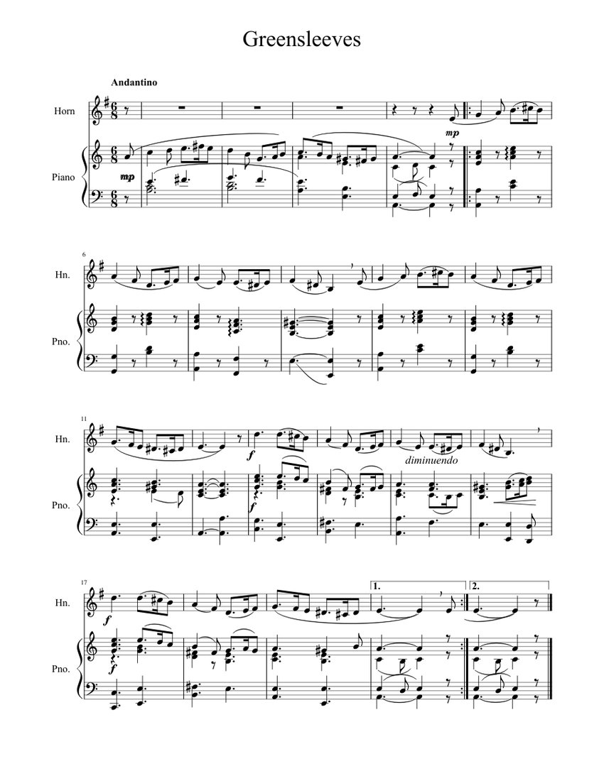 Greensleeves Sheet music for Piano (Solo) | Musescore.com