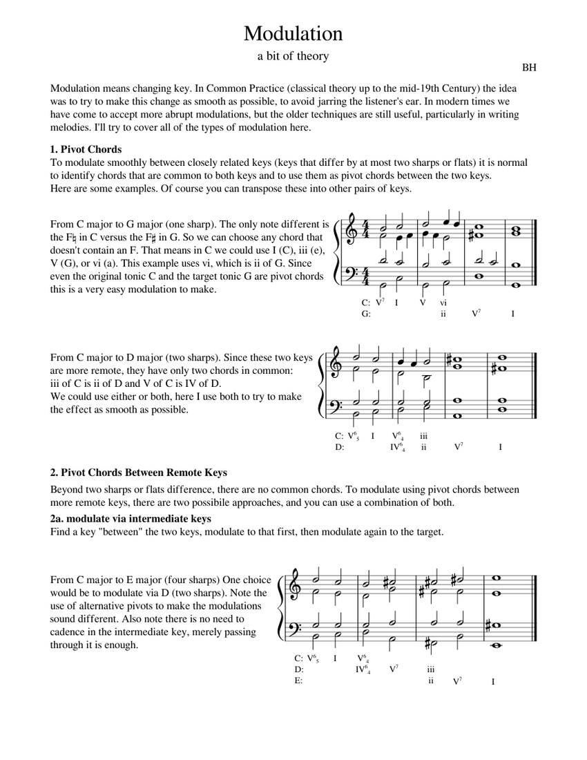 Modulation Sheet Music for Piano (Solo) Easy | MuseScore.com