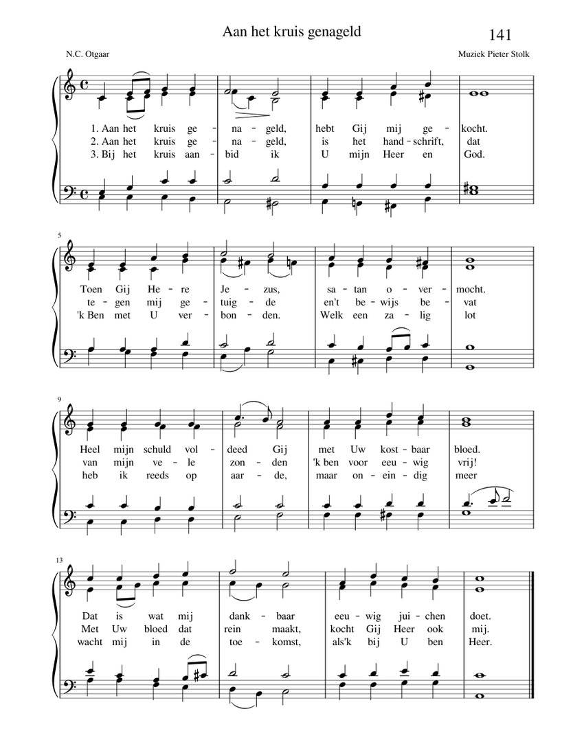 141 Aan het kruis genageld Sheet music for Piano (Solo) | Musescore.com