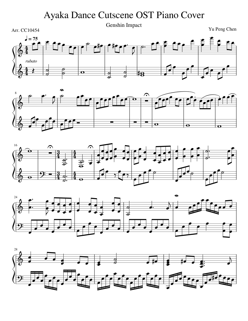 Genshin Impact OST – Yu-Peng Chen Sheet music for Piano (Solo ...