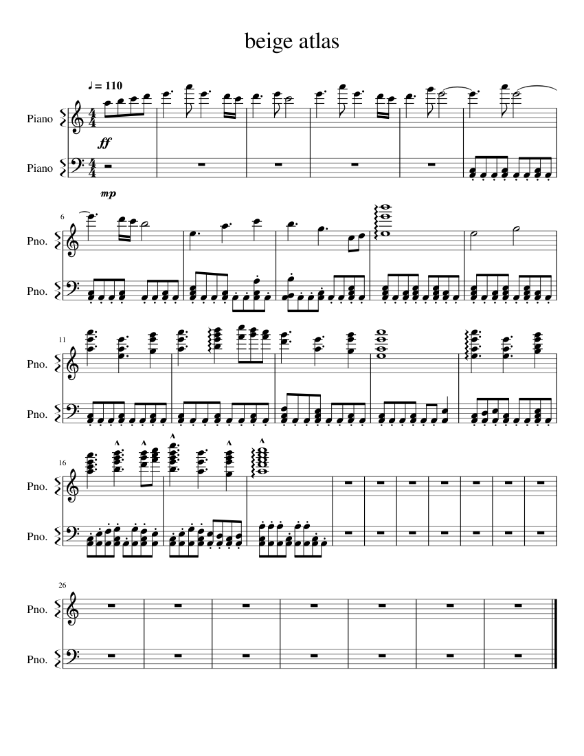 beige atlas Sheet music for Piano (Alto Sax Piano Duet) | Musescore.com