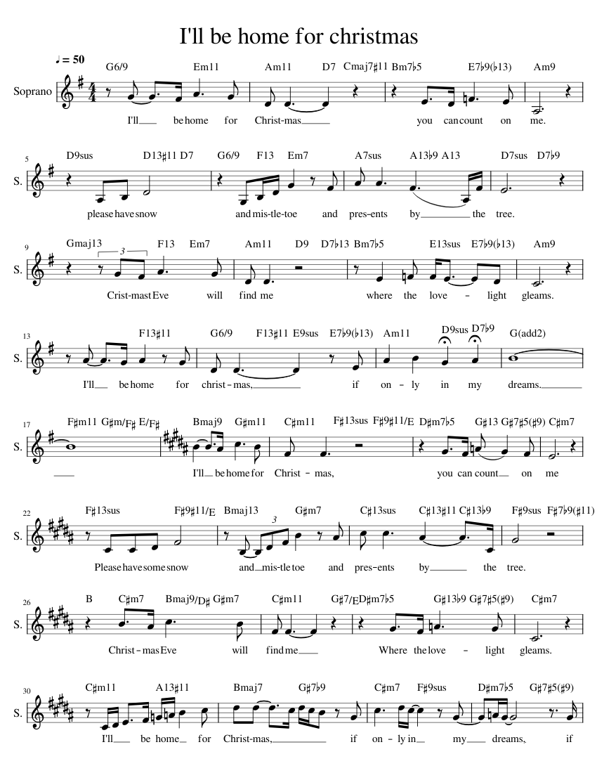I'll Be Home For Christmas - jazz reharmonized Sheet Music with Chords ...