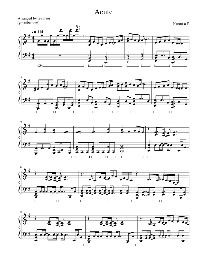 Acute Sheet Music for Piano (Solo) | MuseScore.com