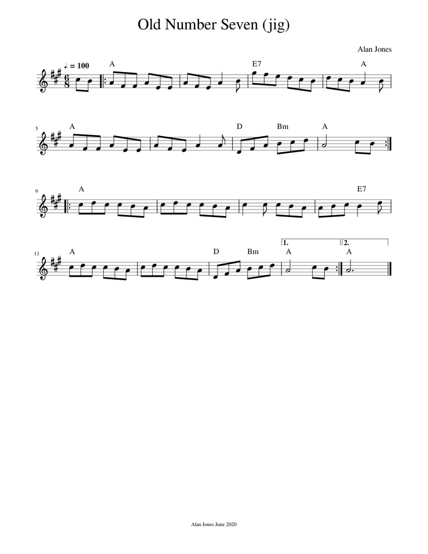 Old Number Seven jig Sheet Music with Chords for Piano (Solo) easy ...
