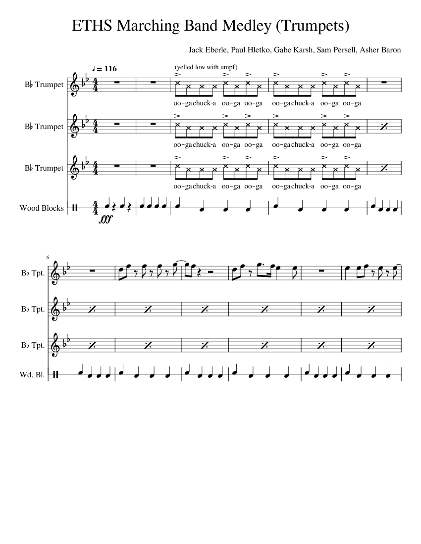 Trumpet_Marching_Band_Medley Sheet music for Trumpet in b-flat ...