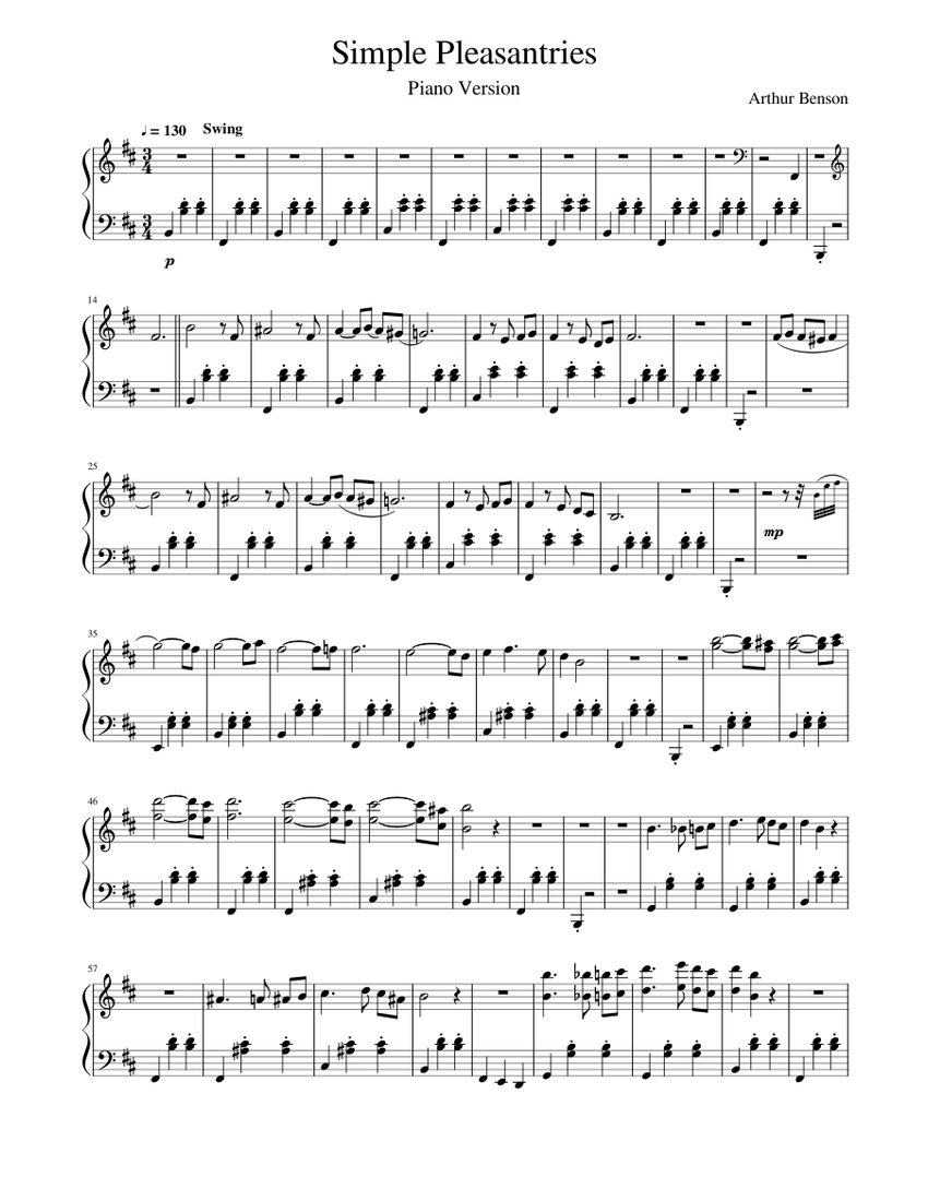 Simple Pleasantries Sheet Music for Piano (Solo) | MuseScore.com