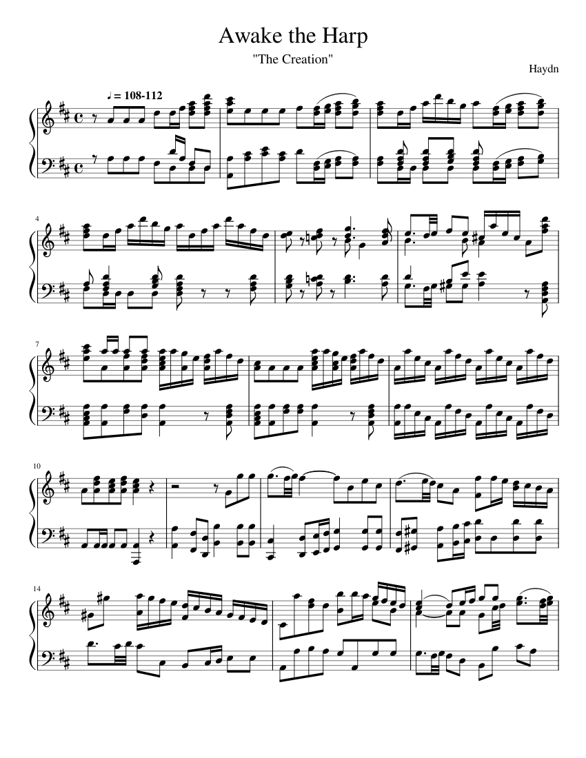 Awake the Harp-Piano Sheet Music for Piano (Solo) | MuseScore.com