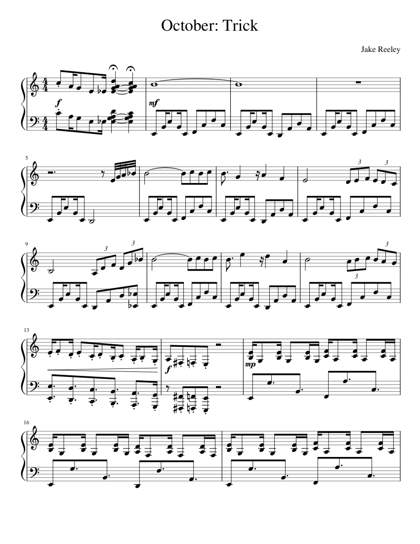 October: Trick Sheet music for Piano (Solo) | Musescore.com