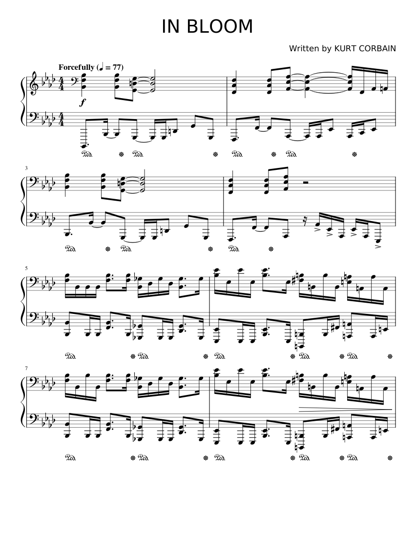 In Bloom - Nirvana Sheet Music for Piano (Solo) | MuseScore.com