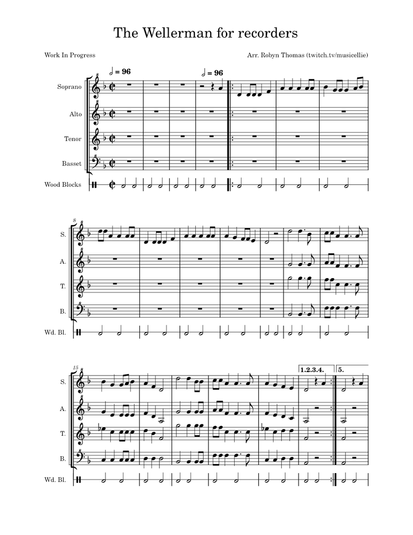 The Wellerman – Misc Traditional - Arranged for recorders Sheet Music ...
