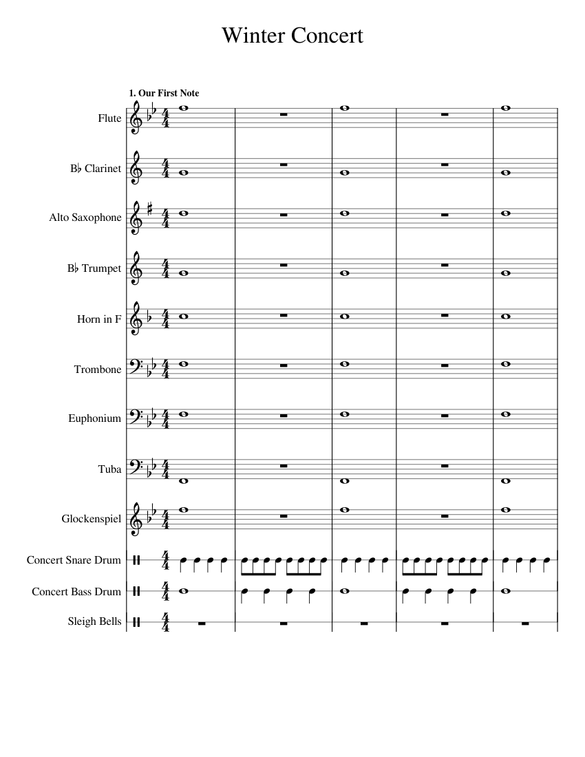 Beginning Band Winter Concert Sheet music for Trombone, Euphonium, Tuba ...