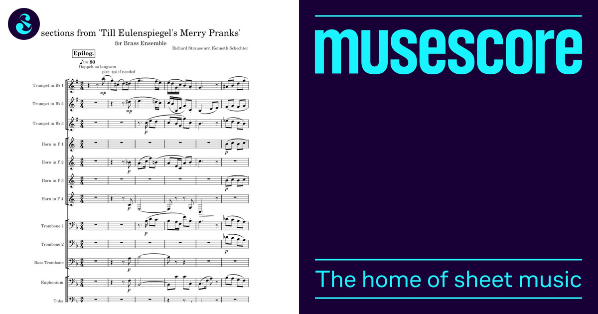 sections from Till Eulenspiegel's Merry Pranks Sheet music for Trombone, Tuba, French horn ...