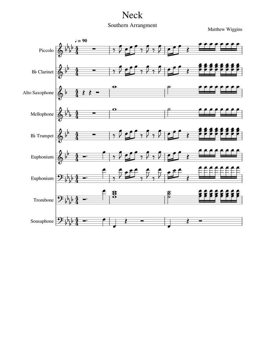 Neck Sheet Music for Trombone, Euphonium, Mellophone, Flute piccolo ...