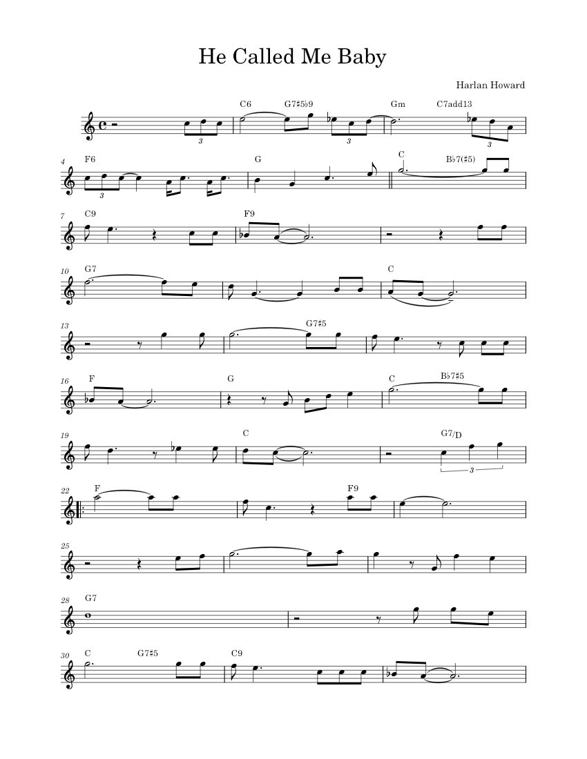 He Called Me Baby Lead Sheet WIP on chords Sheet music for Guitar (Solo ...