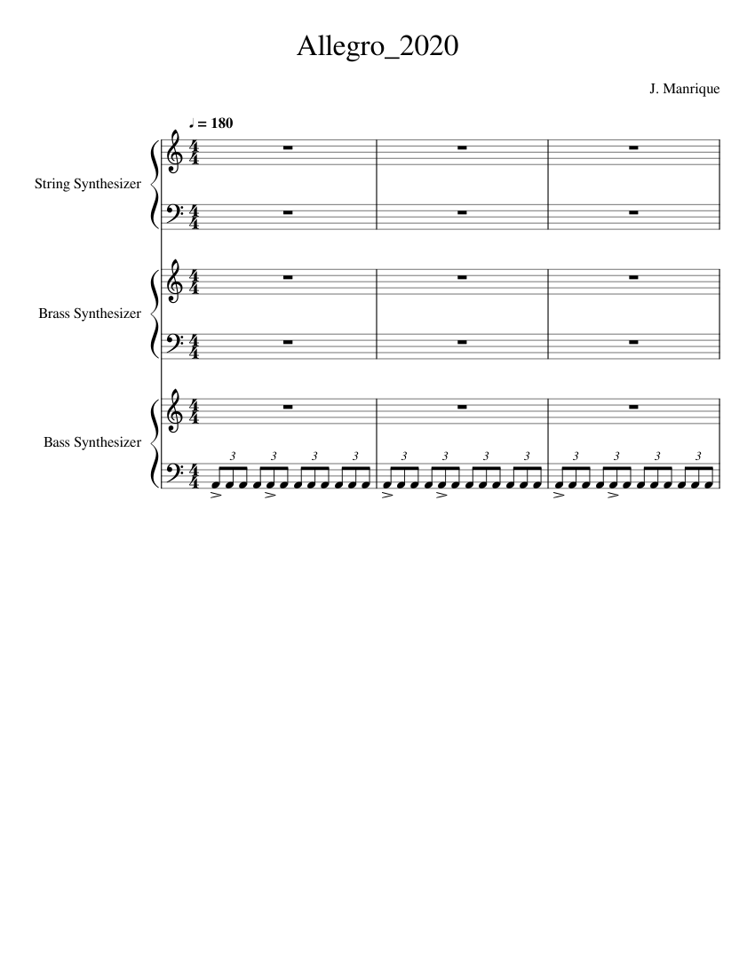 Allegro 2020 Sheet music for Bass guitar, Strings group, Brass group ...