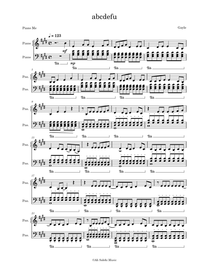 Abcdefu – GAYLE Sheet music for Piano (Solo) | Musescore.com
