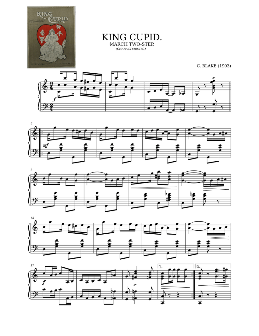 King Cupid by Charlotte Blake (1903) Sheet music for Piano (Solo ...